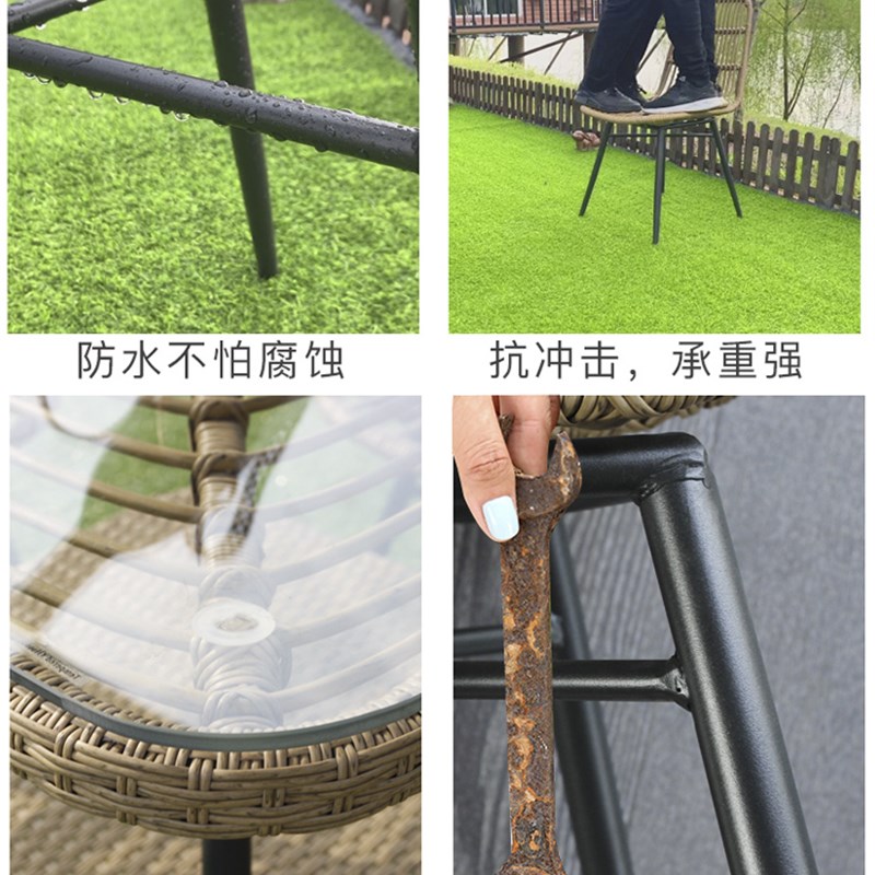 户外桌椅室外露台庭院休闲铁x艺桌椅餐厅民宿商用家具花园藤编桌