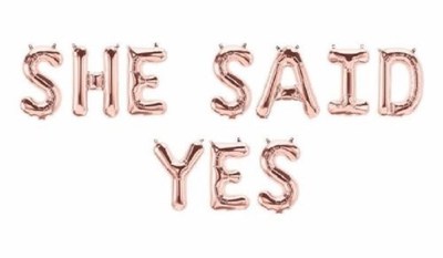 16 Inch Rose Gold Silver She Said Yes Letter Foil Balloons