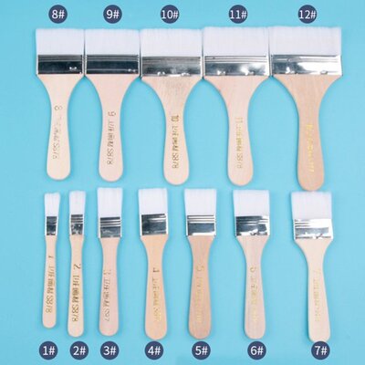 现货12pcs/Set Flat Nylon Hair Wooden PeJnholder Oil Painting