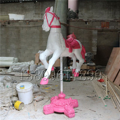 玻璃钢欧式小旋转木马雕塑婚庆宝宝G宴木马道具卡通儿童坐骑转马