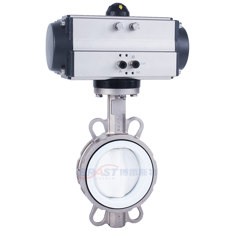 K重体气动不锈钢全衬四氟蝶阀D671F4-10/16P 304体PTFE板四氟阀座_虎窝淘