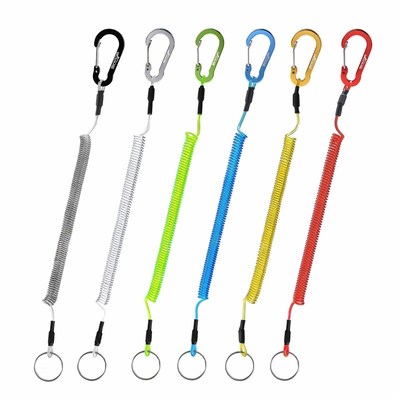 T04 Fishing Lanyards Safety Rope Wire Steel with Carabiner C