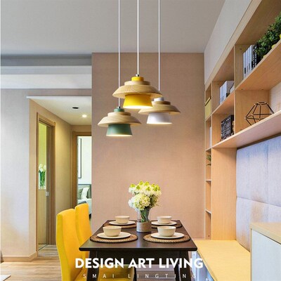 Colorful Pendant Lights Led Modern  Dinning Room Wooden+Meta