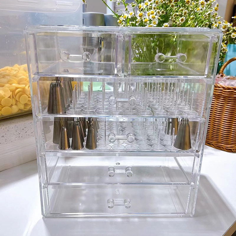亚克力抽屉收纳盒裱花钉工具杂物防尘裱花嘴整理透明置物架大容量