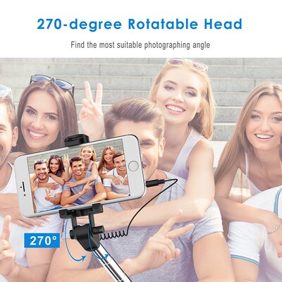 Extendable Wired Monopod Selfie Stick For iPhone 12 Mini 11