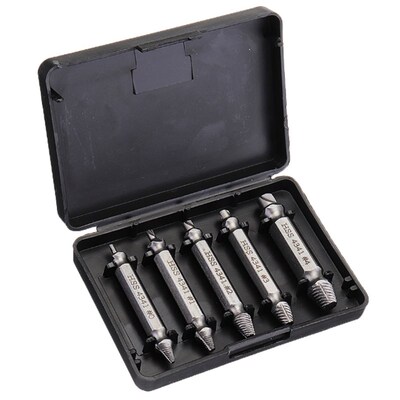 5pcs Material Damaged Screw Extractor Drill Bits Guide Set B