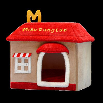 猫当劳猫窝冬季保暖可拆洗可爱狗房子封闭式小型犬窝猫别墅宠物屋