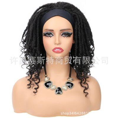 跨境假发非洲筒曲小卷headband DreadIlock Wig脏辫卷尾头巾头套