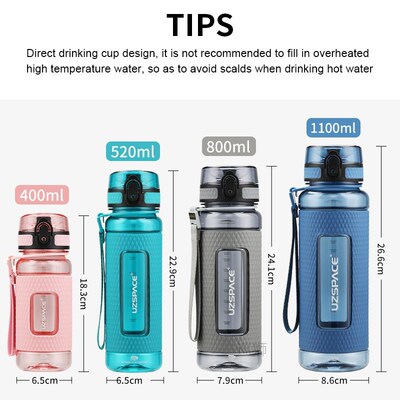 Sports Water Bottles BPA Free 1000ml Portable Leakproof Drop