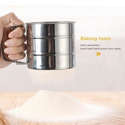 Stainless Steel Mesh Flour Sifter Mechanical Baking Tools Sh