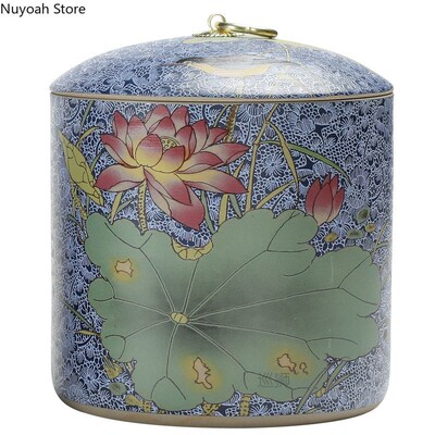 Chinese Style Tea Pot Ceramic Sealed Pot Storage Jar Househo
