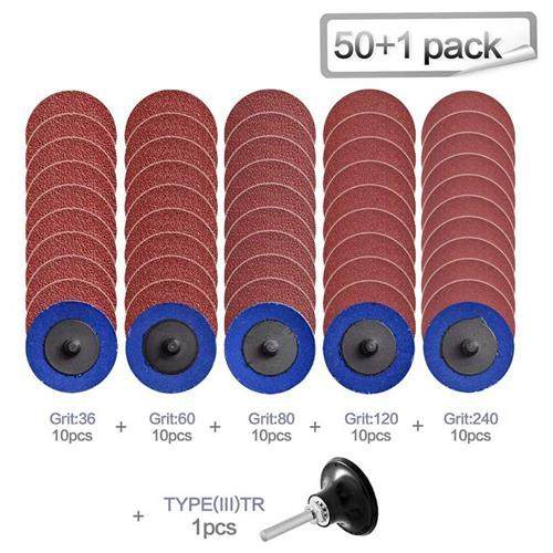 50Pcs Roloc Quick Change Discs 2 Inch Sanding Discs with 1Pc_虎窝淘