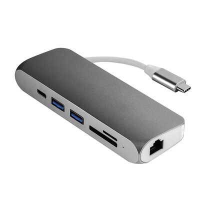 7-in-1 USB 3.0 Type-C To HUB 3.0 USB RJ45 SD/TF Card Reader