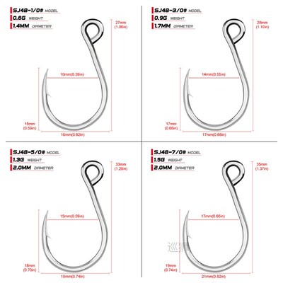 PROBEROS 2#-4#-6#-1/0-11/0 High Carbon Steel Jigging Hook Ji