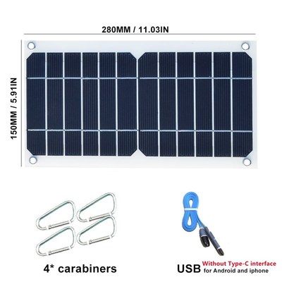 Portable Solar Charger 5W Flexible Solar Panel 5V 1A USB Out