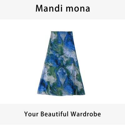Mandi mona / 【碧涧流霞】 油画风印花垂感半身裙 MM610S178