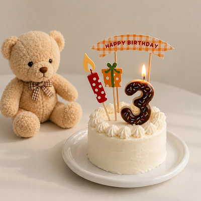 缤纷彩色系列主题蛋糕插件生日周岁宝宝派对布置装扮蛋糕插件蜡烛