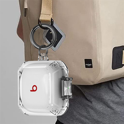 适用新款BeatsFitPro保护套魔音蓝牙透明锁扣耳机壳电镀防尘保护套 小红书多巴胺防滑