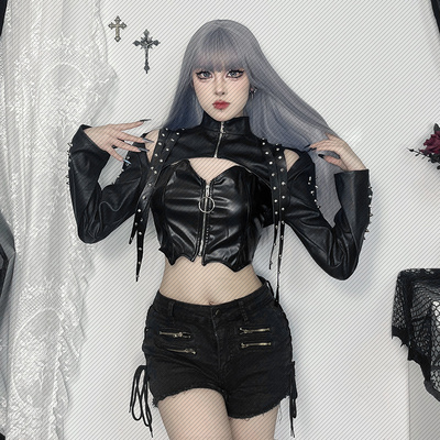 CF24278暗黑哥特铆钉皮罩