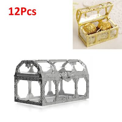 12pcs Gold Silver Treasure Chest Candy Box Gift Storage Wedd