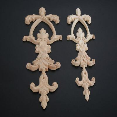1x Unpainted Long Woodcarving Decal Corner Applique Frame Fo