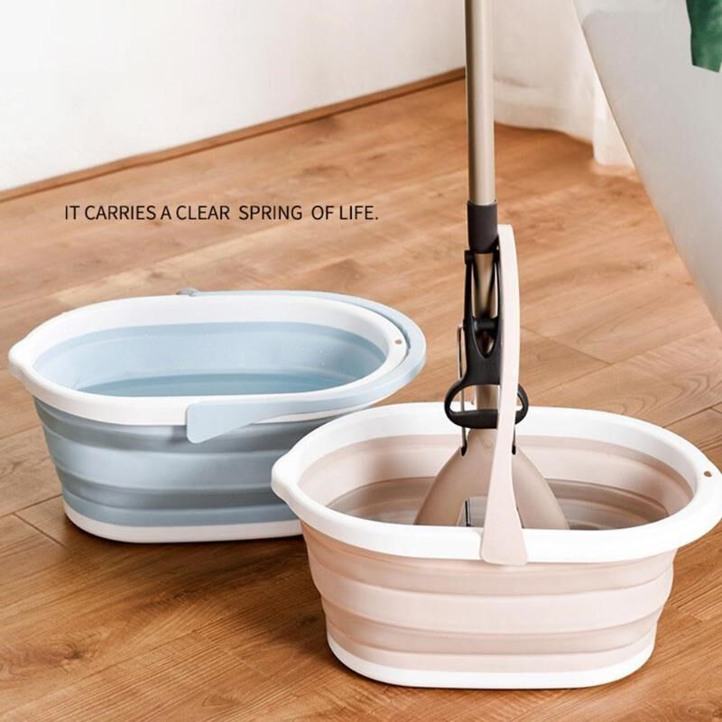 Foldable Plastic Mop Bucket KItchen Dishpan Portable Wash B_虎窝淘