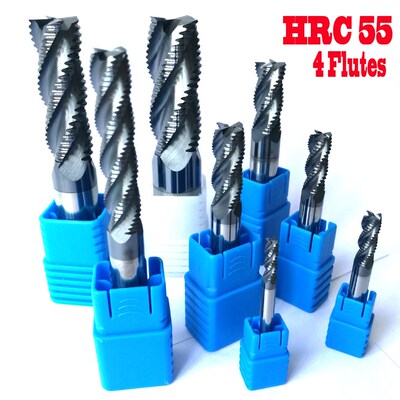 4mm 6mm 8mm 10mm 12mm HRC55 4 flutes Roughing End Mills  Mil
