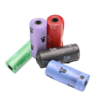 1 Roll Pet Dog Waste Poop Bag Poo Printing Degradable Clean