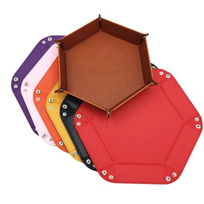 8 CoLors P LeaTHer FoLDing Hexagon DiCe Tray PurPLe DiCe Box