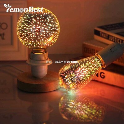 3D Colorful Fireworks LED Bulb E27 AC 220-240V Retro Filamen