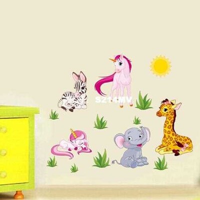 Forest Animal Cartoon Wall Stickers For Kids Rooms kindergar