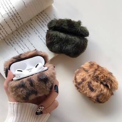 Sexy Leopard Fluffy Fur Earphone Case bags For Apple Airpod