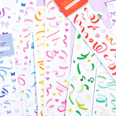 Long ribbon stickers aesthetic 8 design Decorative Notebook