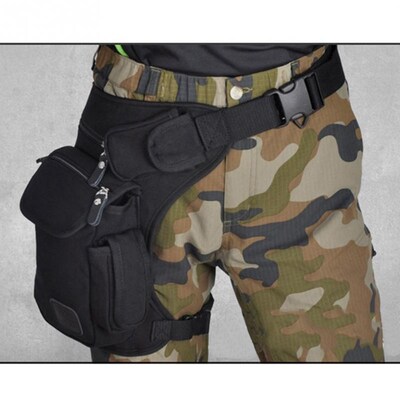 Men Canvas Drop Leg Bag Waist Bag Fanny Pack Belt Hip Bum M