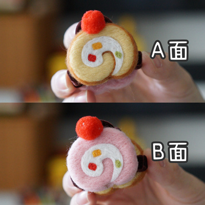 woou萌玩原创手作可爱蛋糕卷羊毛毡小好中短发鲨鱼夹发夹抓夹发饰