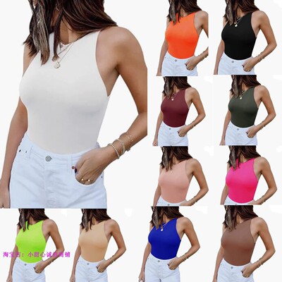 Women Sexy Sleeveless Racerback Lace Tight Tank Top jumpsuit