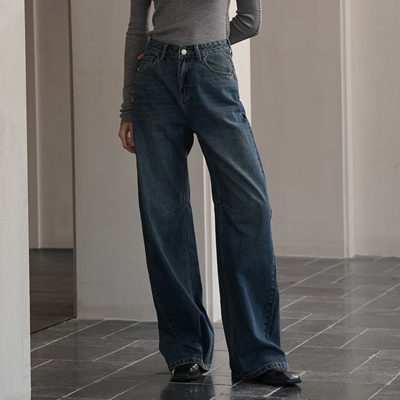 2LINKS｜复古水洗蓝 高腰立挺骨感 显瘦遮肉牛仔香蕉裤 神裤