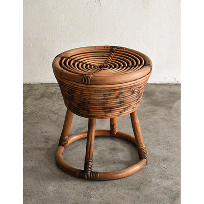 久伴中古梳妆凳化妆凳藤编圆矮凳客厅餐厅餐桌家用换鞋凳侘寂法式