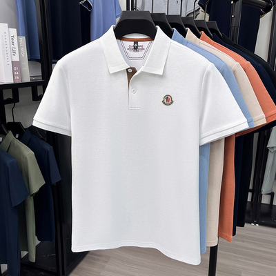 蒙口柒polo衫男士短袖T恤夏季高端2024新款纯棉无痕正品商务衬衣