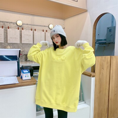 卡通字母笑脸卫衣女春季亮片外套