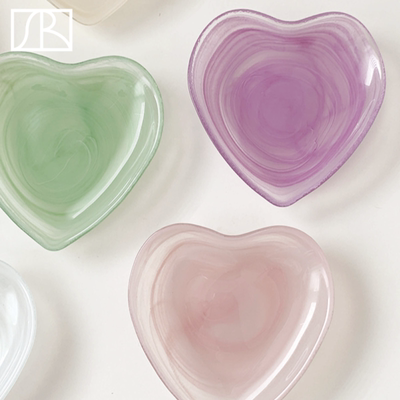 韩国Alabaster 云雾玻璃爱心盘甜点水果点心零食盘家用韩式ins风