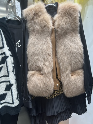 2025秋冬新款狐狸毛皮草马甲短款外套女装洋气年轻款皮毛一体背心