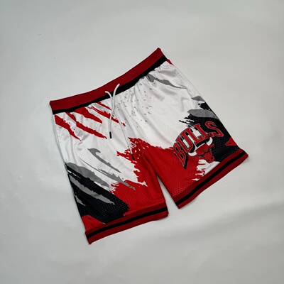 男士双层速干网眼数码印花短裤