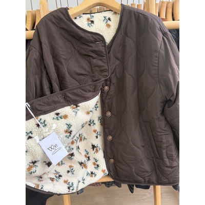 WE女5420冬季韩版宽松大码胖mm慵懒风休闲两面穿仿羊羔绒棉服外套