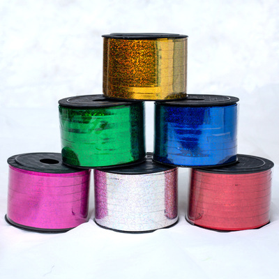 镭射丝带七彩彩带100码婚房生日派对布置氦气绳气球贴合彩带90米