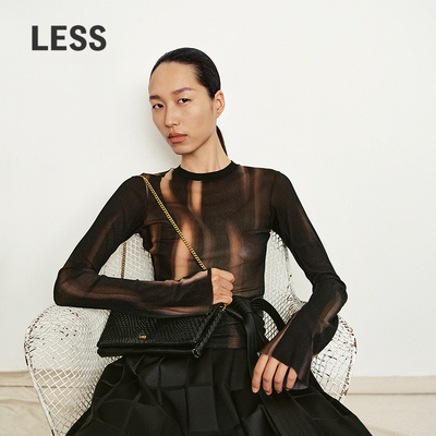 LESS修身长袖T恤女艺术印花