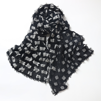 羊毛围巾披肩两用女秋冬季保暖时尚水溶戒指绒剪花夏季空调房披肩