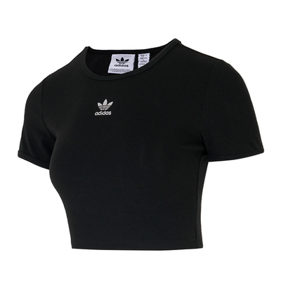 Adidas阿迪达斯三叶草短款露脐高腰半截袖透气夏女短袖T恤 IY9664