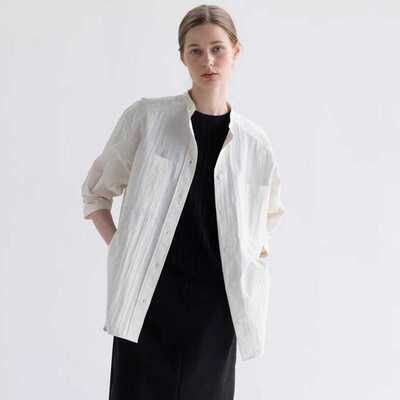 韩版宽松落肩款短袖衬衫女