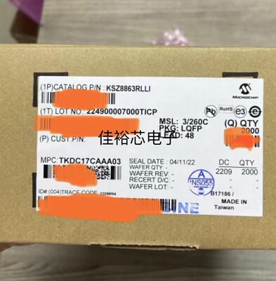 KSZ8863 KSZ8863RLLI LQFP-48 以太网接口控制器芯片 全新现货